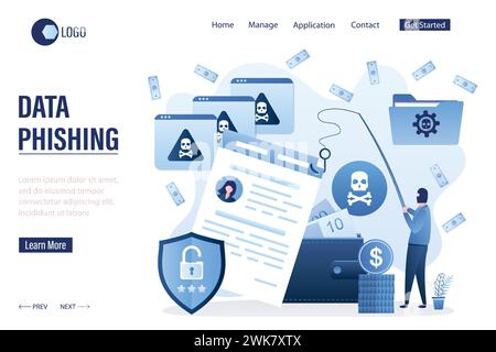 Crime flat landing page website template. Thief, witness, law. Web ...