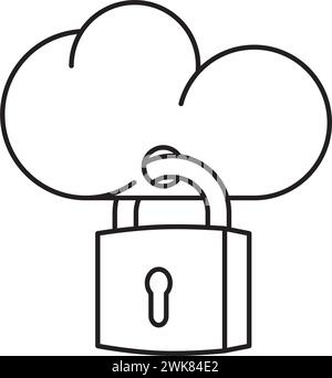 Locked data cloud icon outline vector. Computer fraud. Cyber web Stock ...