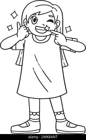 Dental Care Child with Sparkling Teeth Coloring Stock Vector Image ...
