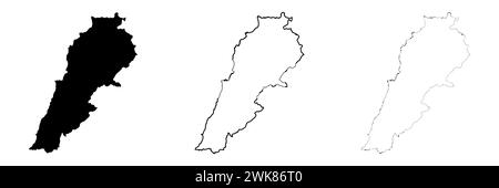 Lebanon country thick black outline silhouette. Simplified map. Vector ...