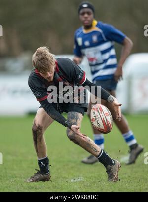 Male amateur rugby union football players playing a game of rugby Stock ...