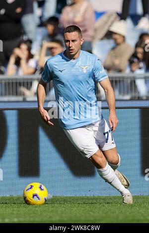 Lazio’s Serbian defender Adam Marusic controls the ball during UEFA ...