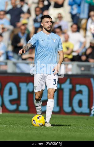 Lazio’s Spanish defender Mario Gila controls the ball during the Serie ...