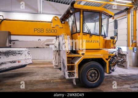 a plow, sweep and blow machine (snowplow) at Umeå Airport, Swedavia ...