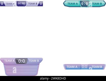 Electronic scoreboard icons set cartoon vector. Scoreboard with result ...