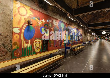 Fridhemsplan metro, subway on blue and green line, Stockholm tunnelbana ...