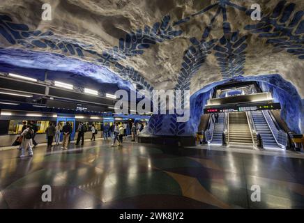 T Centralen metro, subway station on blue and red line on Stockholm ...