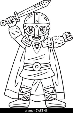 Viking Raising Sword Coloring Page for Kids Stock Vector Image & Art ...