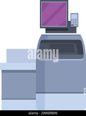 Scan self service icon cartoon vector. Cashier terminal. Shop monitor ...