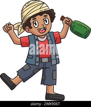 Pirate with Barrel of Rum Cartoon Colored Clipart Stock Vector Image ...