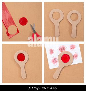 a cardboard magnifying glass craft for kids play, handmade loupe toy ...