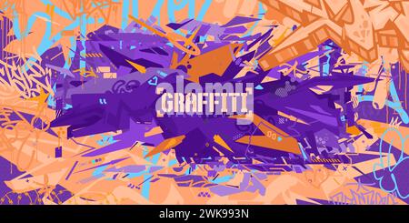 Trendy Peach Fuzz Abstract Cyberpunk Urban Style Hiphop Graffiti Street ...