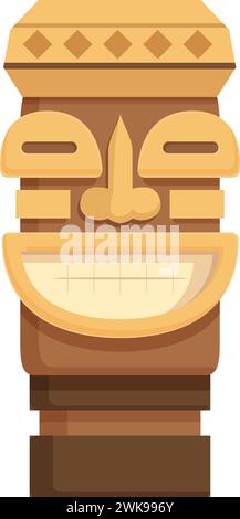 Aged totem icon cartoon vector. Statue maya. Indian tribal face Stock ...