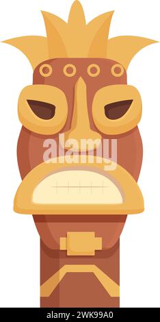 Shrine aztec maya icon cartoon vector. Totem statue. Design face art ...
