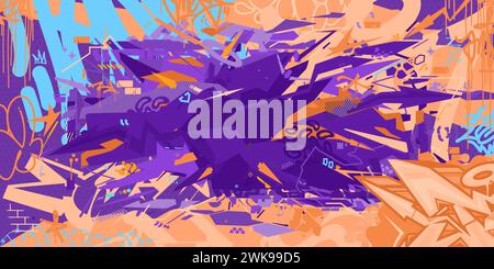 Trendy Peach Fuzz Abstract Cyberpunk Urban Style Hiphop Graffiti Street ...