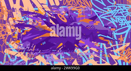 Trendy Peach Fuzz Abstract Cyberpunk Urban Style Hiphop Graffiti Street ...