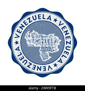 Venezuela round stamp. Round logo with country map and title. Stylish ...