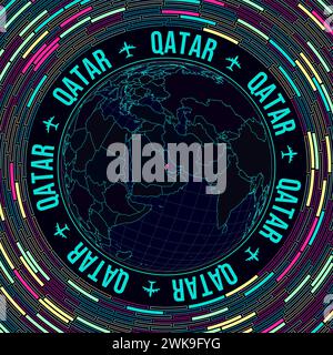 Location of Qatar on the world map, marked with Qatar flag pin ...