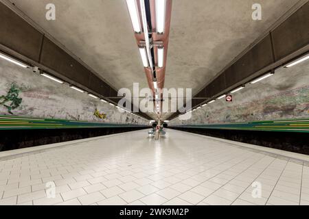 Rissne Centrum metro, subway station on blue line on Stockholm ...