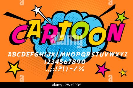 Comic book alphabet, superhero dynamic letters, onomatopoeia font for ...