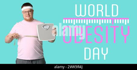Banner for World Obesity Day with overweight woman Stock Photo - Alamy