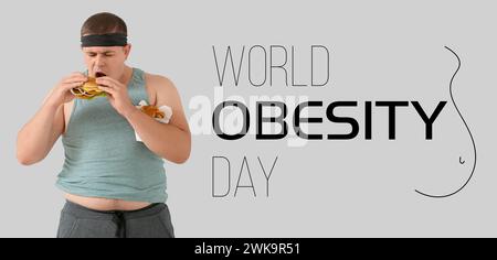 Banner for World Obesity Day with overweight man Stock Photo - Alamy