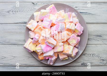 Falling of colorful marshmallows isolated on white background Stock ...