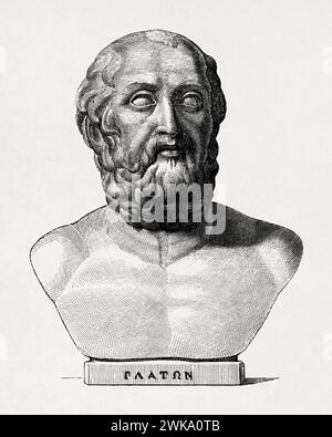Greek philosopher Plato bust, engraving, 1700s Stock Photo - Alamy