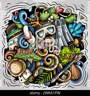 Australia cartoon vector doodle illutraditional symbols. Australian ...