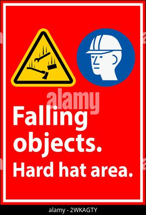 Warning Sign, Falling Objects Hard Hat Area Stock Vector Image & Art ...