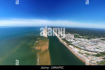 Aerial view of the Rompido Arrow (La Flecha del Rompido), a sand bank ...