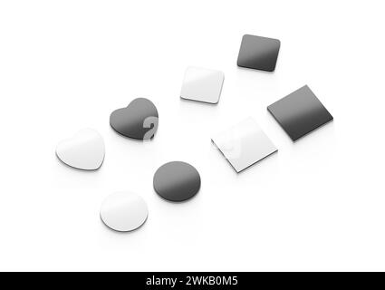Blank white fridge magnet mockup, different shape, isolated, 3d ...