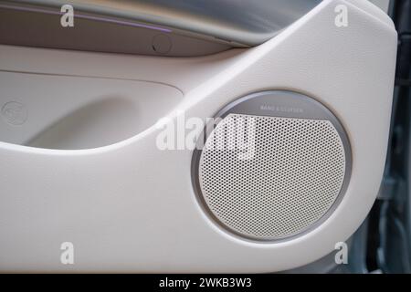 part of Interior of Genesis GV60 Electric Car, Bang Olufsen panel Top ...