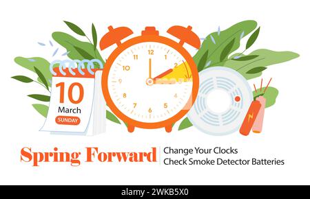 Daylight saving time begins 10 march 2024 banner. Spring Forward time ...