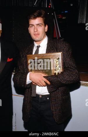 Charlie Sheen at the 10 Most Exciting Faces Party on January 25, 1987 ...