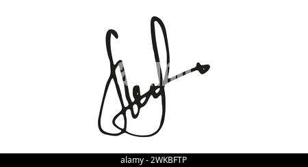 Fake signature hand drawn sample own autograph. Fictitious handwritten ...