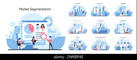 Market Segmentation set. Detailed visual guide to categorizing ...