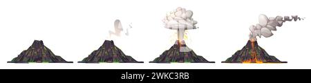 Volcano with lava eruption animation vector illustration. Volcanic ...