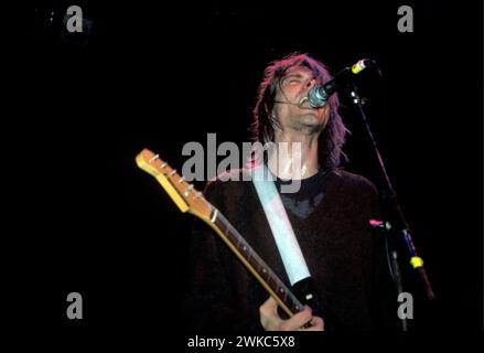 Kurt Cobain of Nirvana performing at the Rock For Choice benefit at the ...