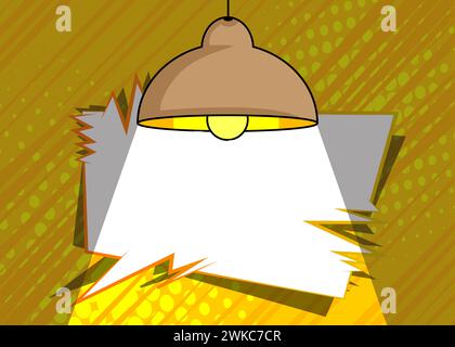 Cartoon pendant electric lamp with blank speech bubble, comic book ...