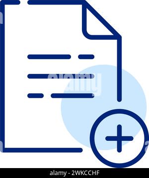 Line drawing of a piece of paper with a plus sign next to it. Pixel ...