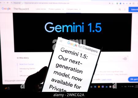 Google Gemini large language model Logo on a screen Stock Photo - Alamy