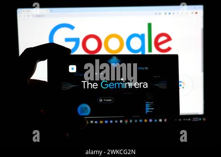 Google Gemini large language model Logo on a screen Stock Photo - Alamy