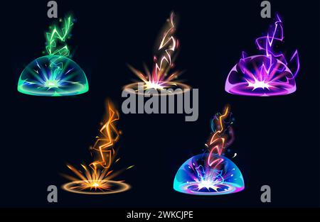 Lightning bolt hit into ground, vfx effect. Electric thunderbolt strike ...