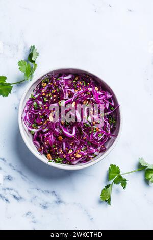 Purple coleslaw salad with cilantro and nuts. Vegan detox recipe Stock ...