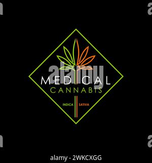 Vintage Cannabis Marijuana Hemp Rectangle Stamp Label logo design Stock ...