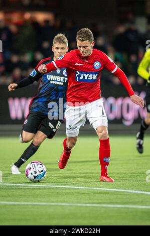 Silkeborg, Denmark. 18th, February 2024. Kasper Kusk (7) of Silkeborg ...
