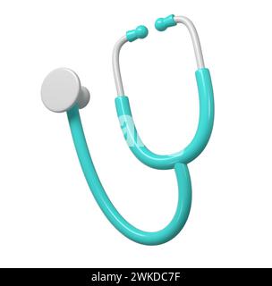 3d turquoise stethoscope icon. Render Illustration medical tool. Symbol ...