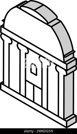 Funeral service isometric background with hearse people carrying coffin and mourning guests 3d ...