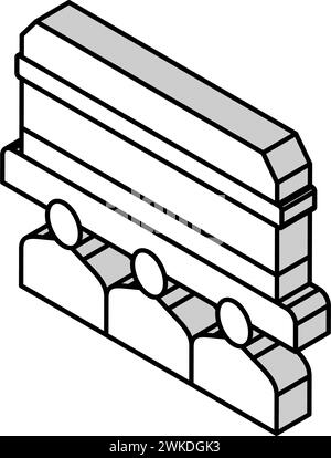 Funeral service isometric background with hearse people carrying coffin and mourning guests 3d ...